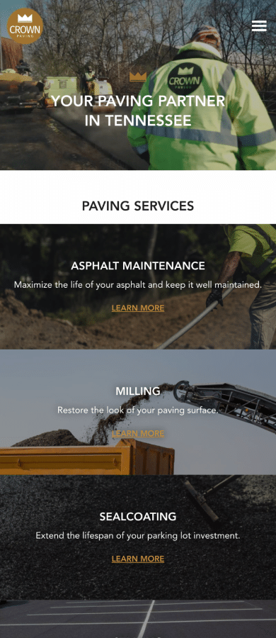 Crown Paving - Nashville Website Design Case Study - Landslide Creative