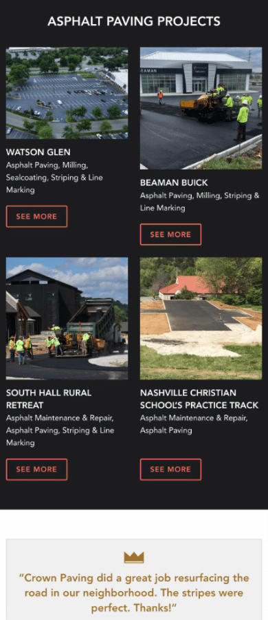 Crown Paving - Nashville Website Design Case Study - Landslide Creative